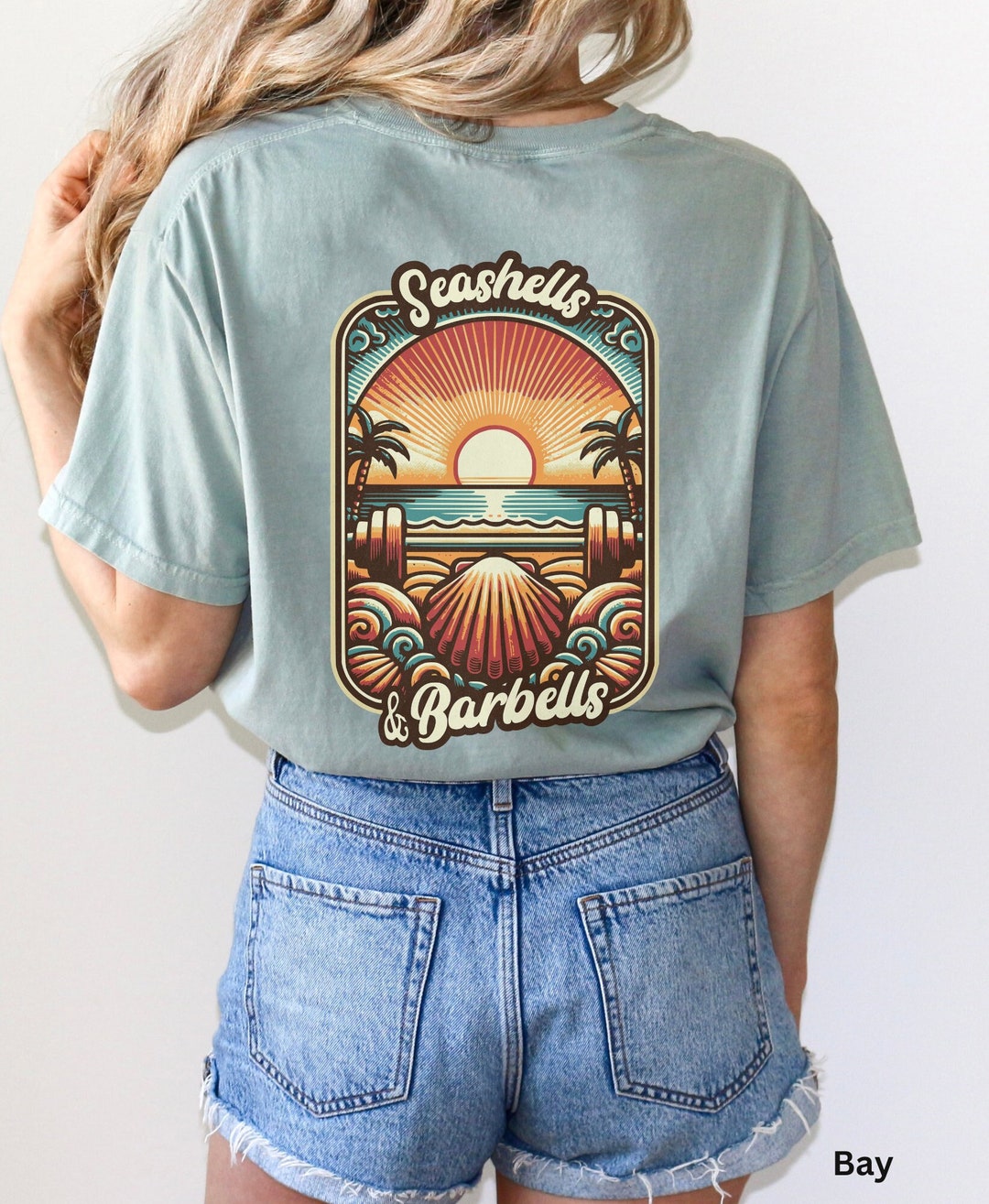 Seashells and Barbells Tshirt, Summer Vacation Gym T-shirt, Pump Cover ...
