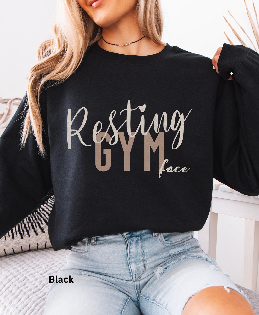 Resting Gym Face Sweatshirt, Simple Humor Fitness Jumper, Gym Lover ...