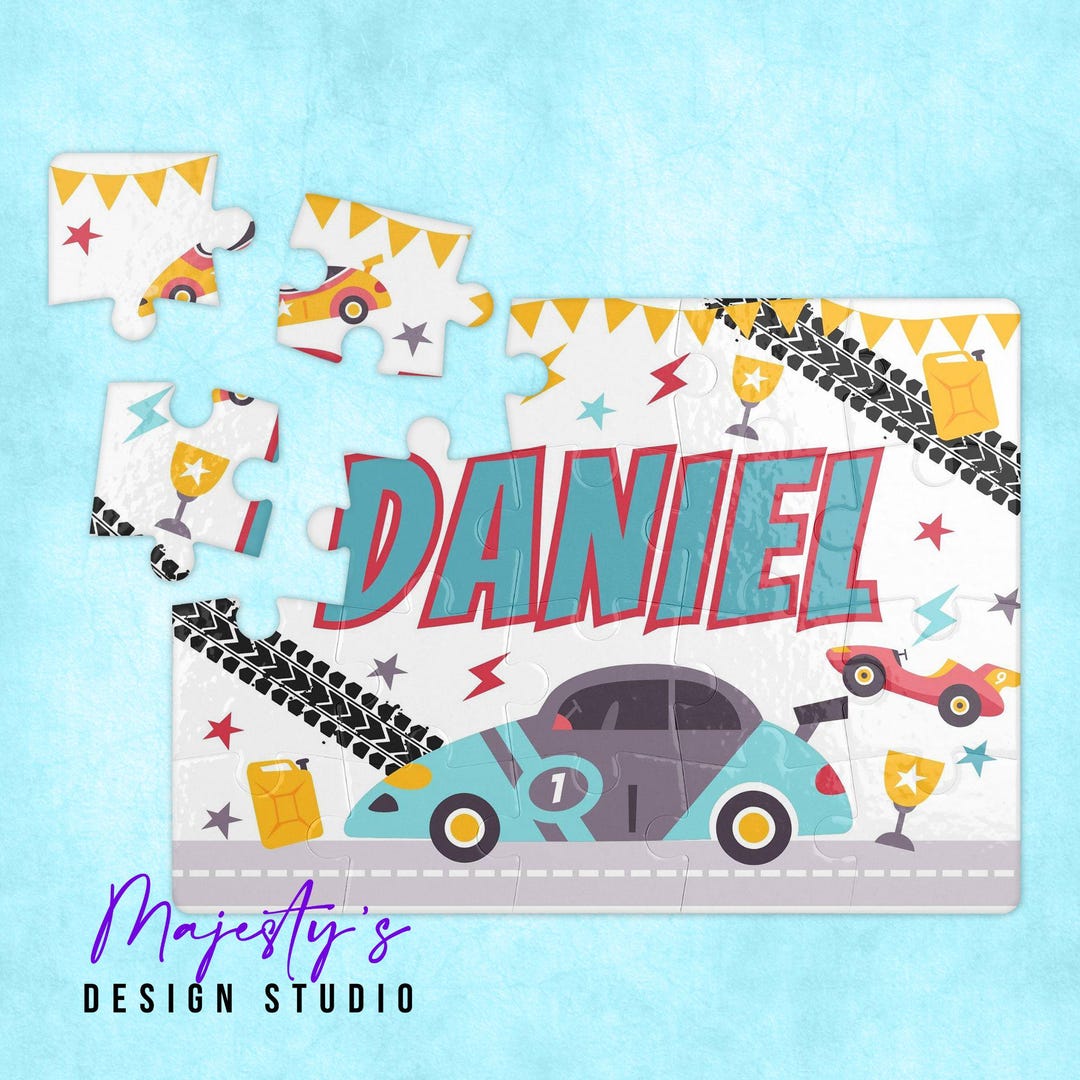 Boys Race Car Puzzle, Kids Custom Racer Puzzle, Puzzle, Race Car ...