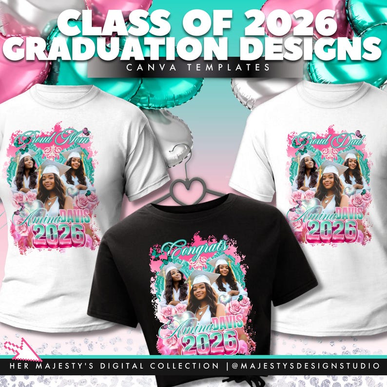 Pearl Floral Grad 2026 Bundle Canva Template: Graduation Design ...