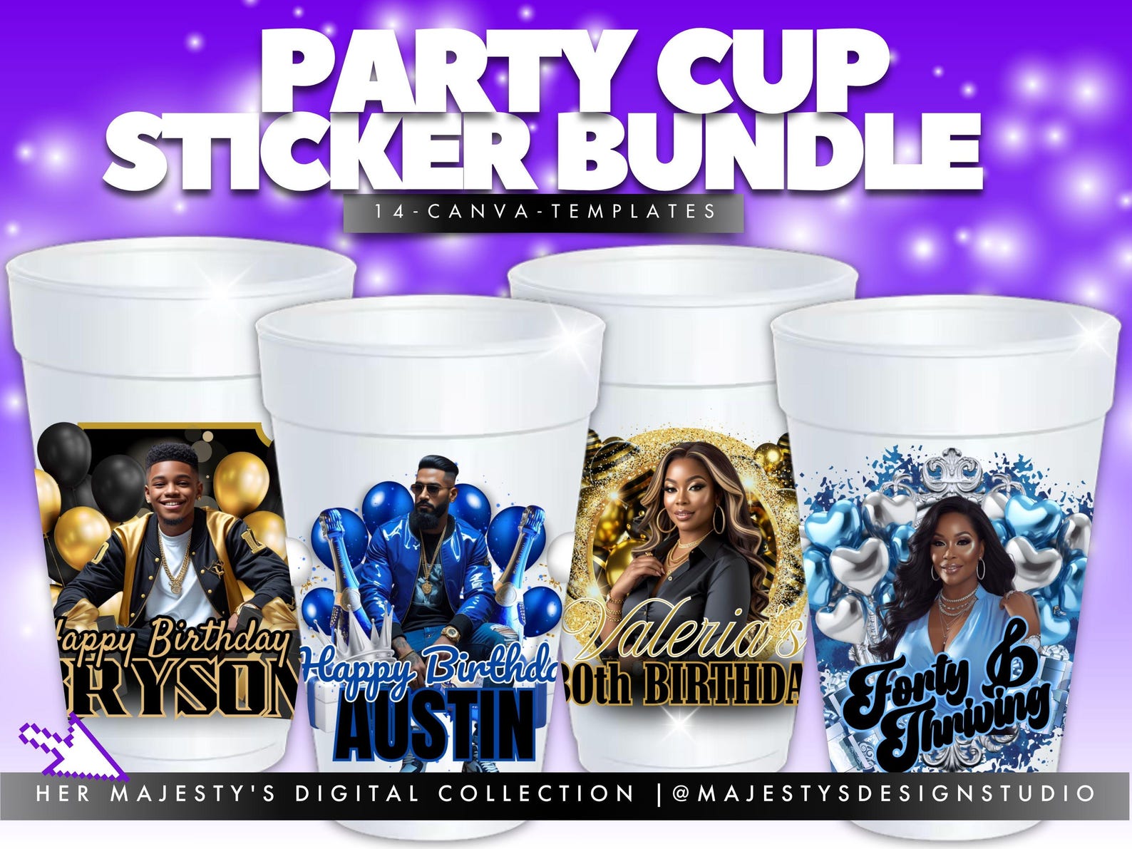 Party Cup Designs Bundle: 14 Canva Templates (digital Download) - Etsy