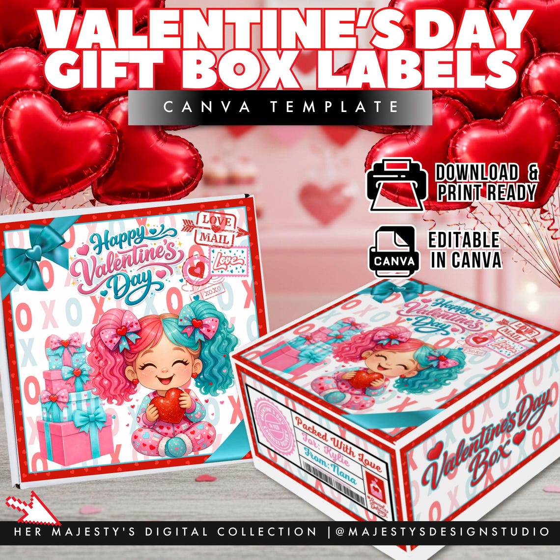 Valentine's Day Gift Box Labels – Canva Editable Template (digital ...
