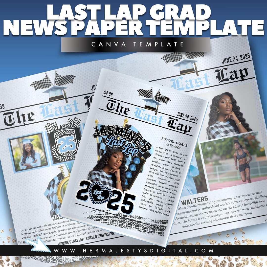 Last Lap News Paper Template | Canva Graduation Newspaper | Graduation ...
