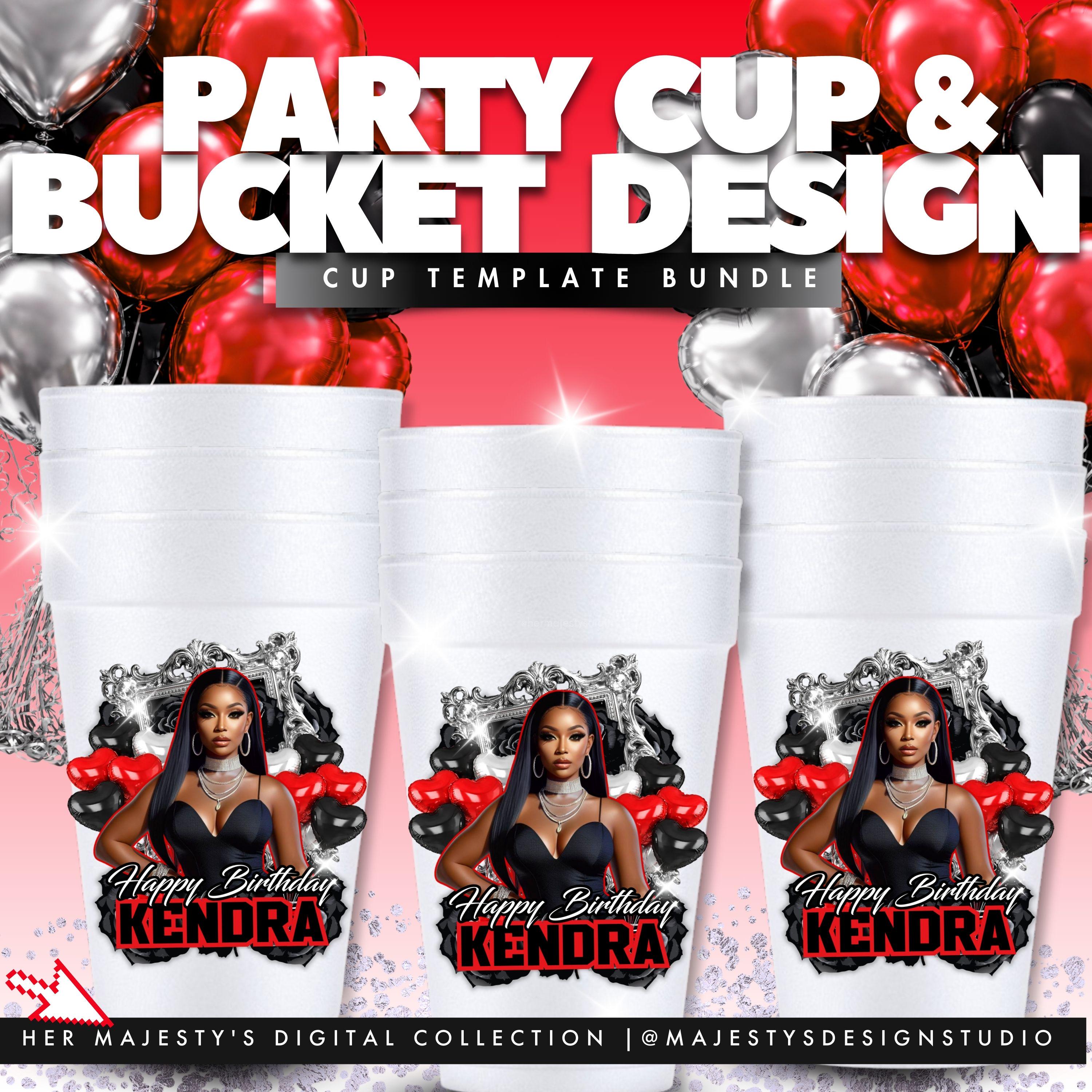 Red Black Party Templates | Cup Wraps, Shot Glass, Party Bucket (canva ...