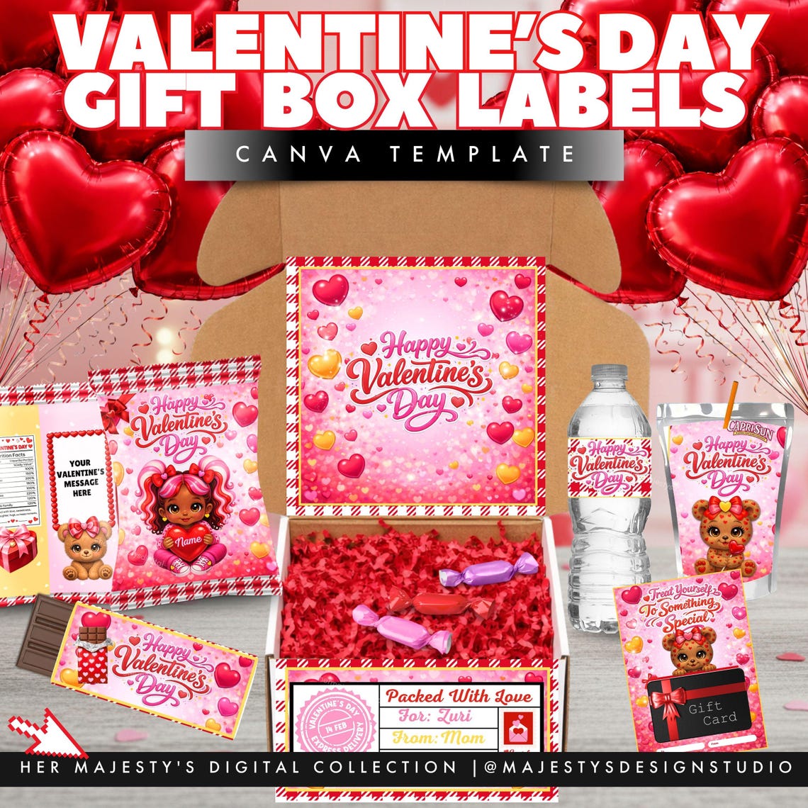 Valentine's Day Treat Box Canva Template | Printable Labels (digital ...