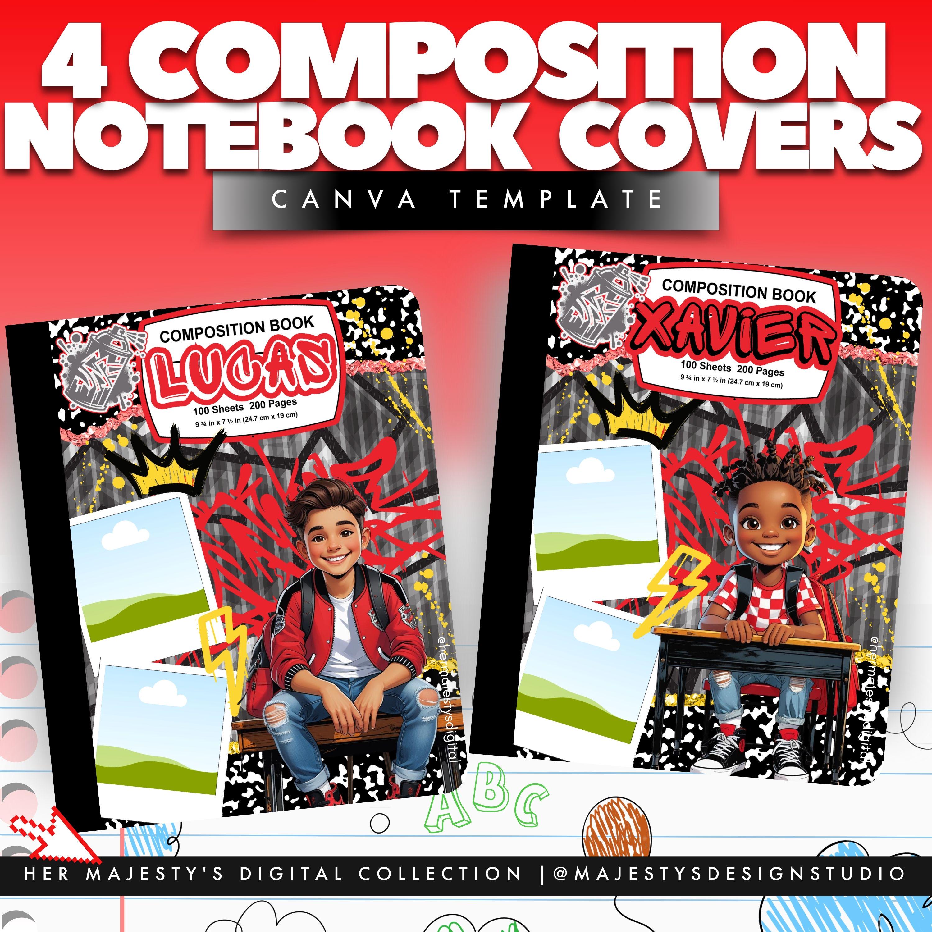 Editable Composition Notebook Cover Templates: Back to School (digital ...