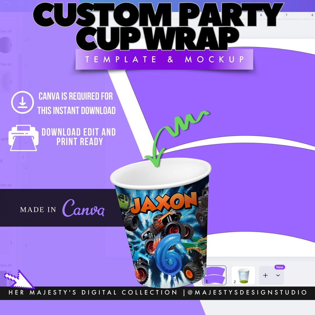 Custom Cup Template & Mockup | Editable Canva Template | Party Favor ...