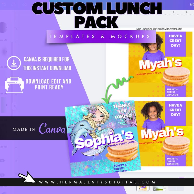 Custom Lunch Combo Template | Editable Canva Lunch Pack Template ...