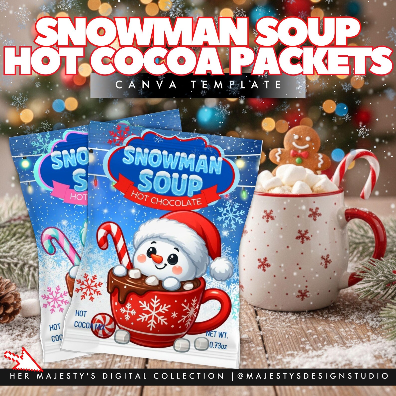 Snowman Soup Hot Chocolate Template: Editable Cocoa Packet Design ...