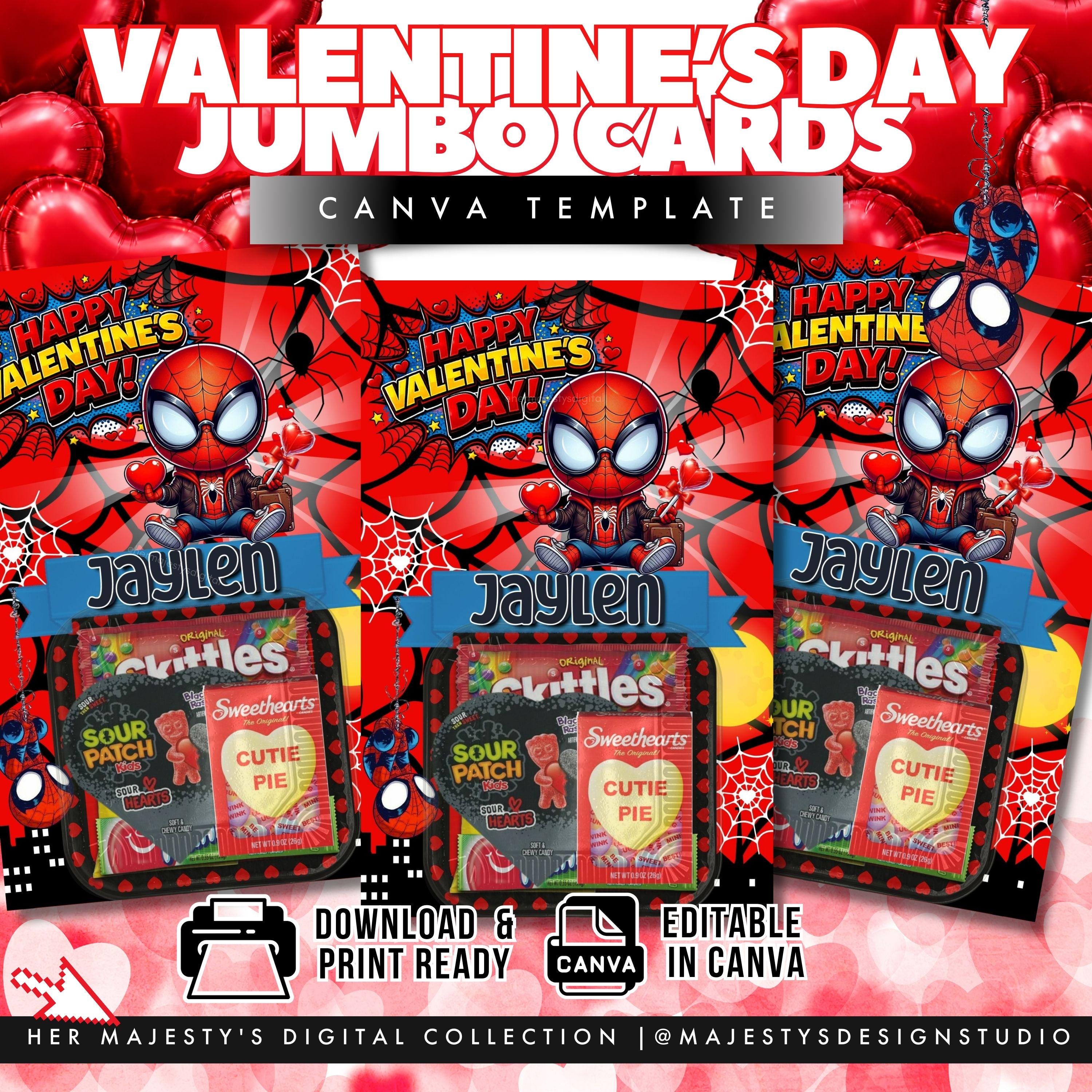 Sweet Spider Kid Valentine’s Treat Card | Jumbo Printable Canva ...