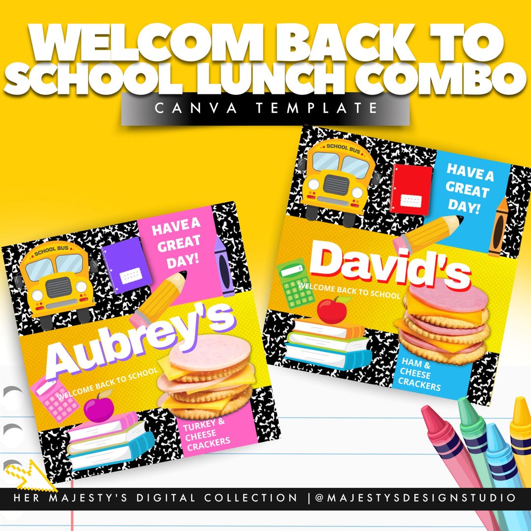 Editable Back to School Lunchbox Labels: Canva Template (digital ...