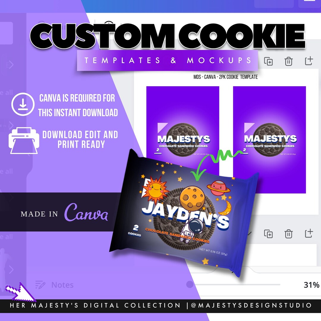Editable Canva Cookie Wrapper Template: DIY Party Favor, Treat Label ...