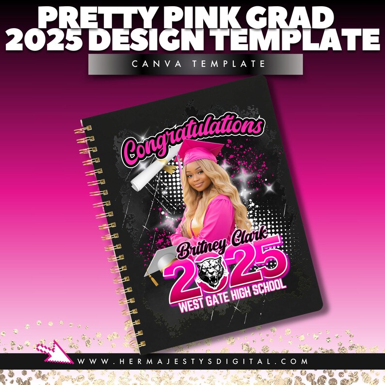Canva 2025 Graduation Template | Pretty Pink Grad Shirt | Grad Tee ...