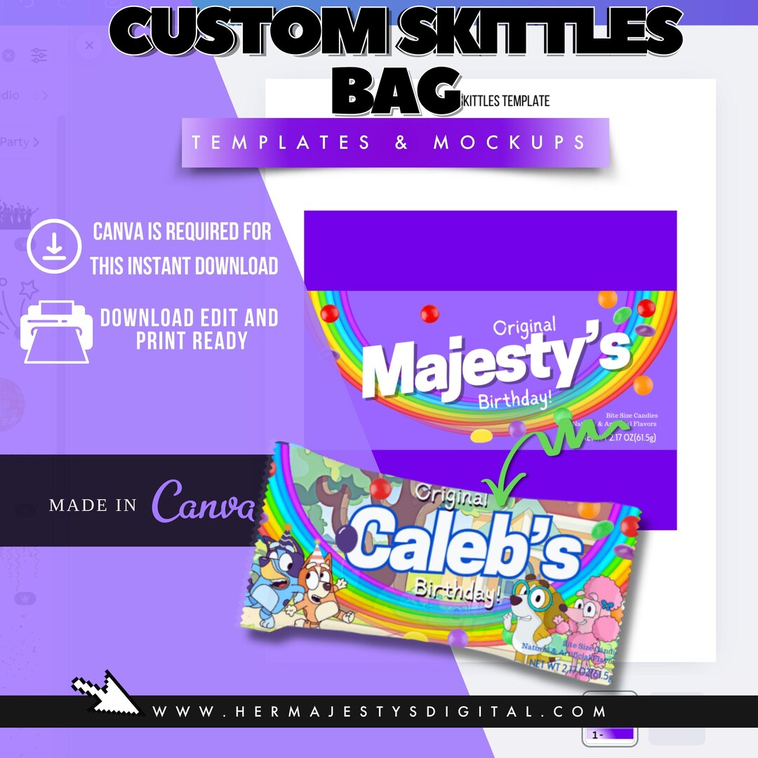 Custom Skittle Template, Editable Canva Skittle Bag Template | DIY ...