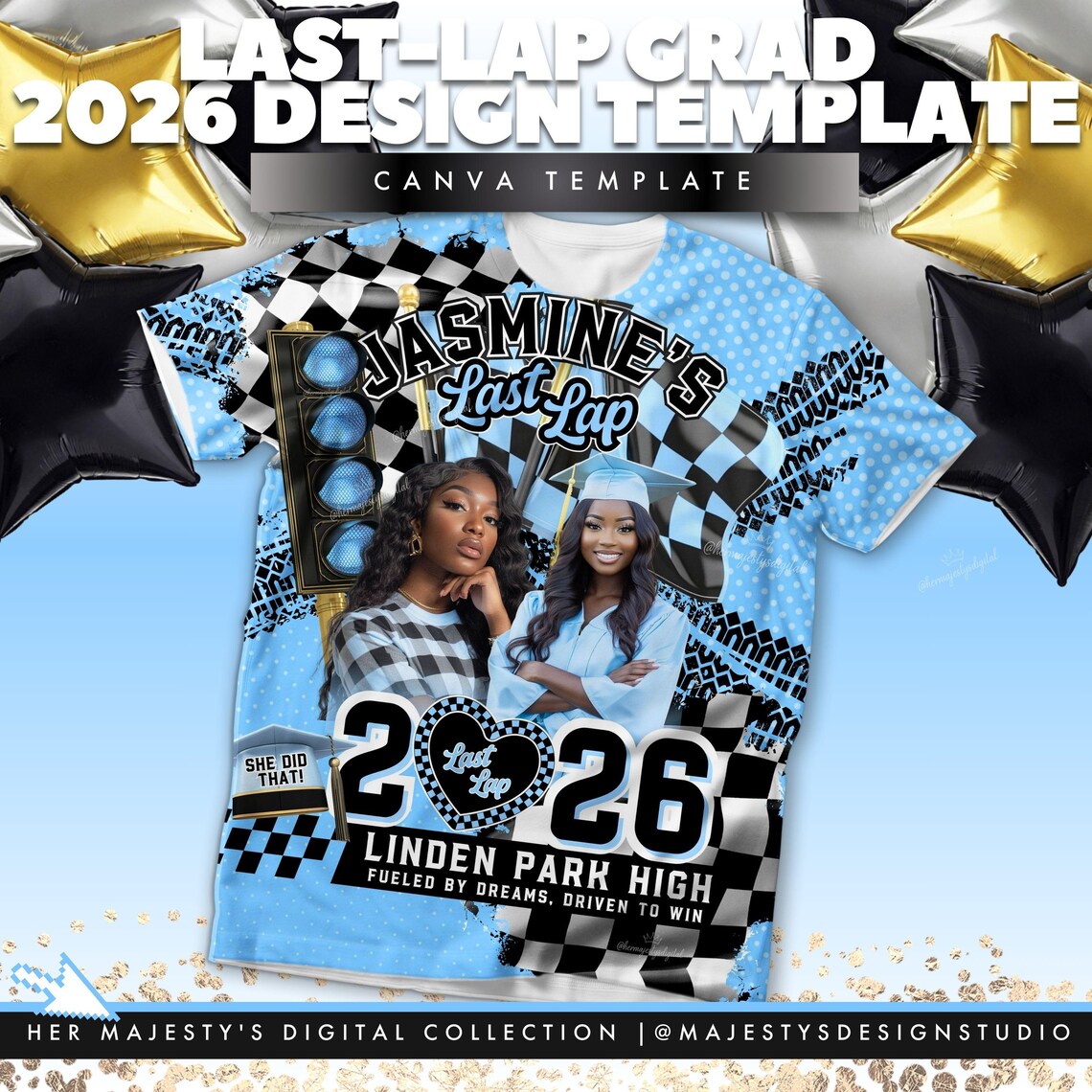 Blue Last Lap Graduation Shirt Template: 3D All-over Print (digital ...