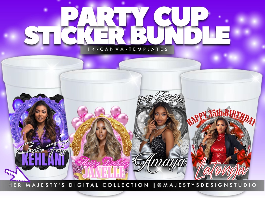 Party Cup Designs Bundle: 14 Canva Templates (digital Download) - Etsy