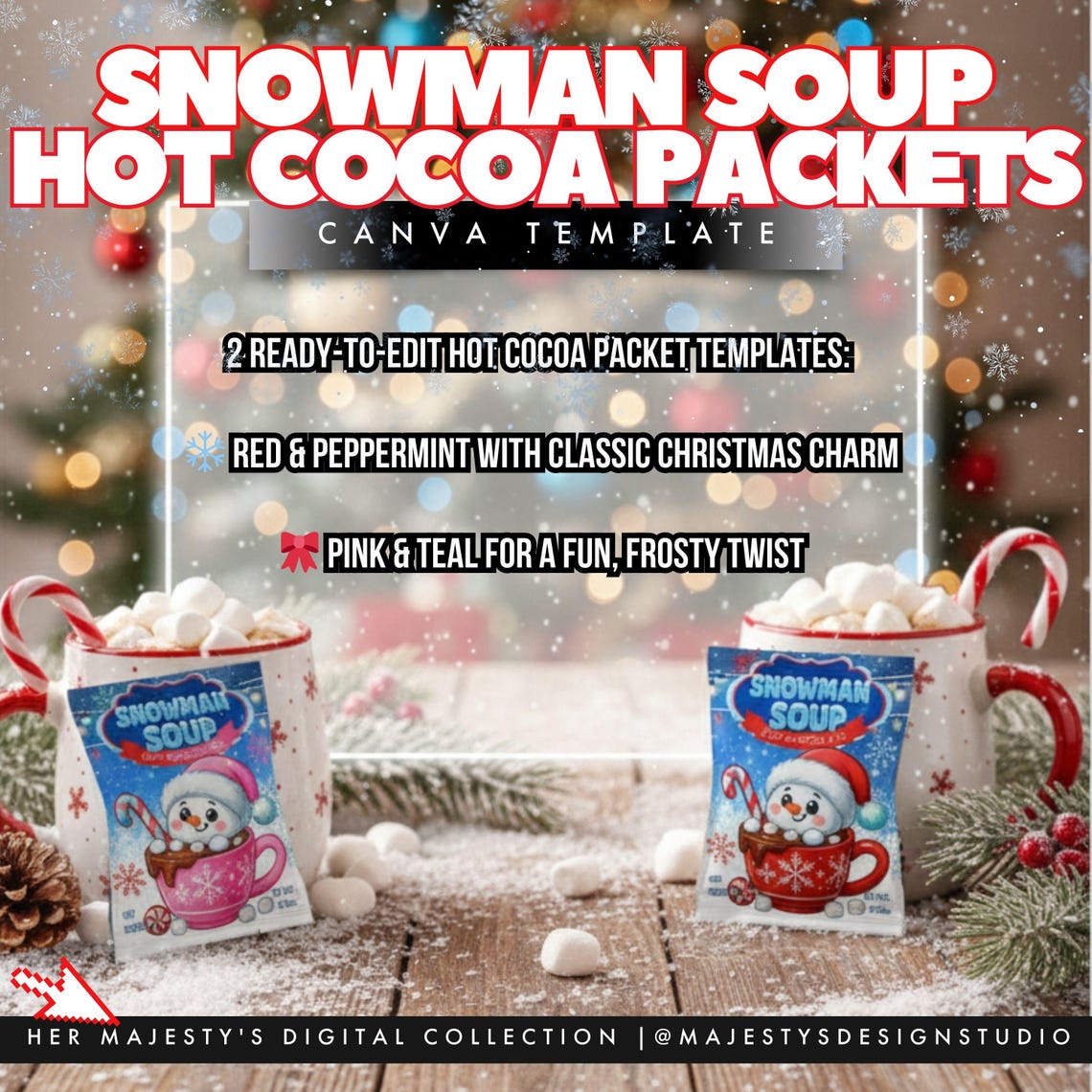 Snowman Soup Hot Chocolate Template: Editable Cocoa Packet Design ...
