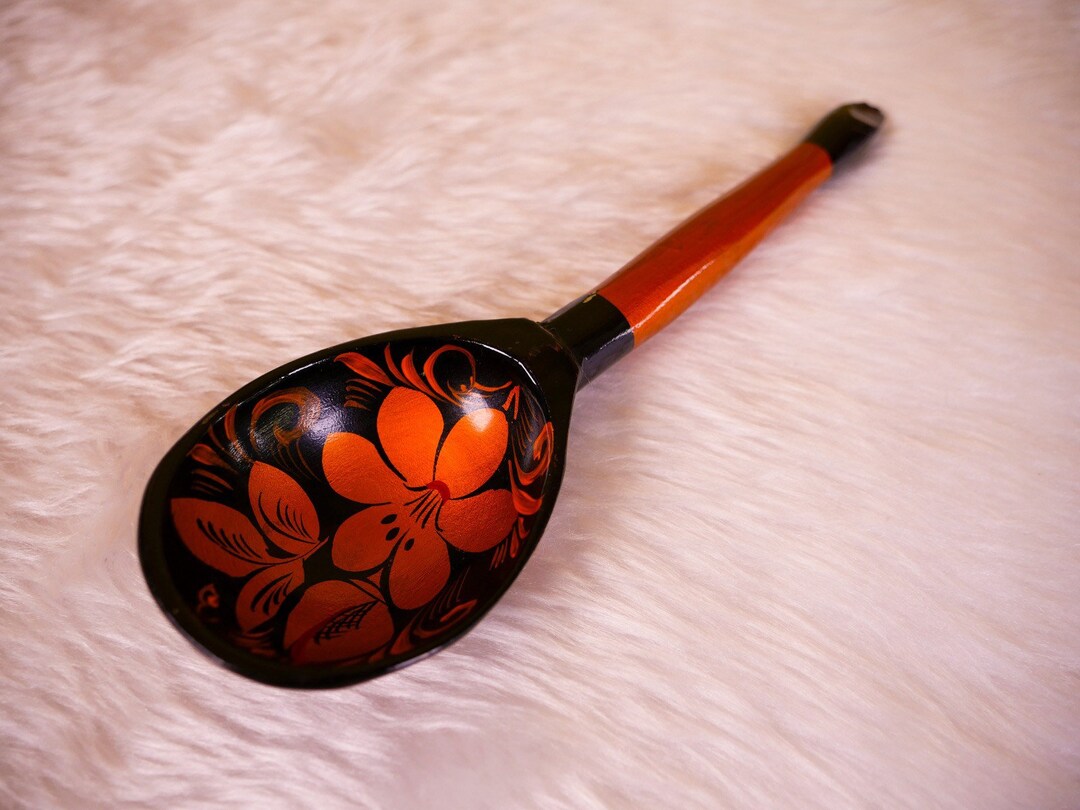 Amazing Vintage Handpainted Decorative Wooden Spoon Gold Rose - Etsy