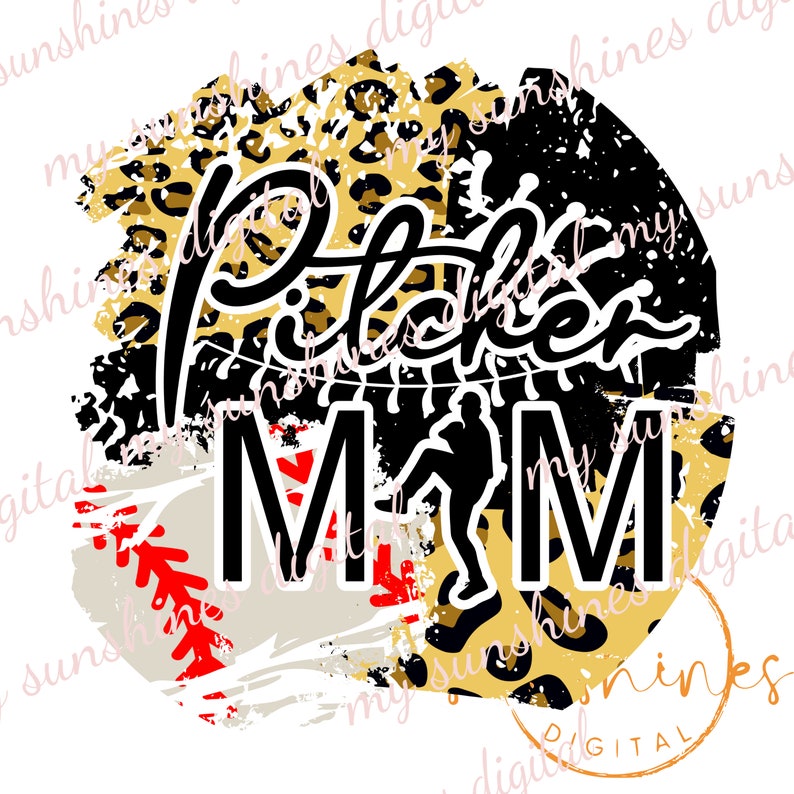 Baseball Pitcher Mom Digital Design Leopard Baseball Mom - Etsy