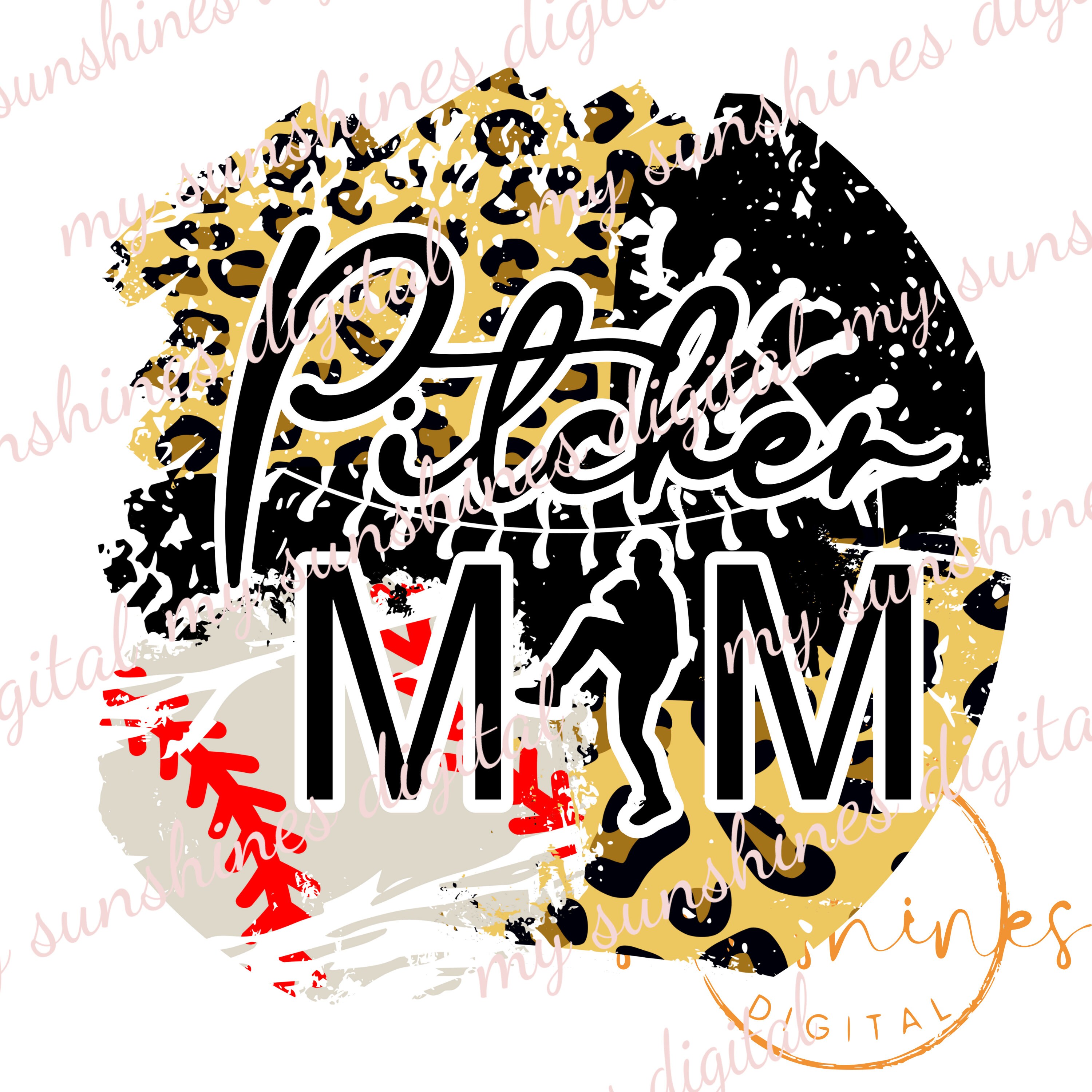 Baseball Pitcher Mom Digital Design Leopard Baseball Mom Baseball Mom ...