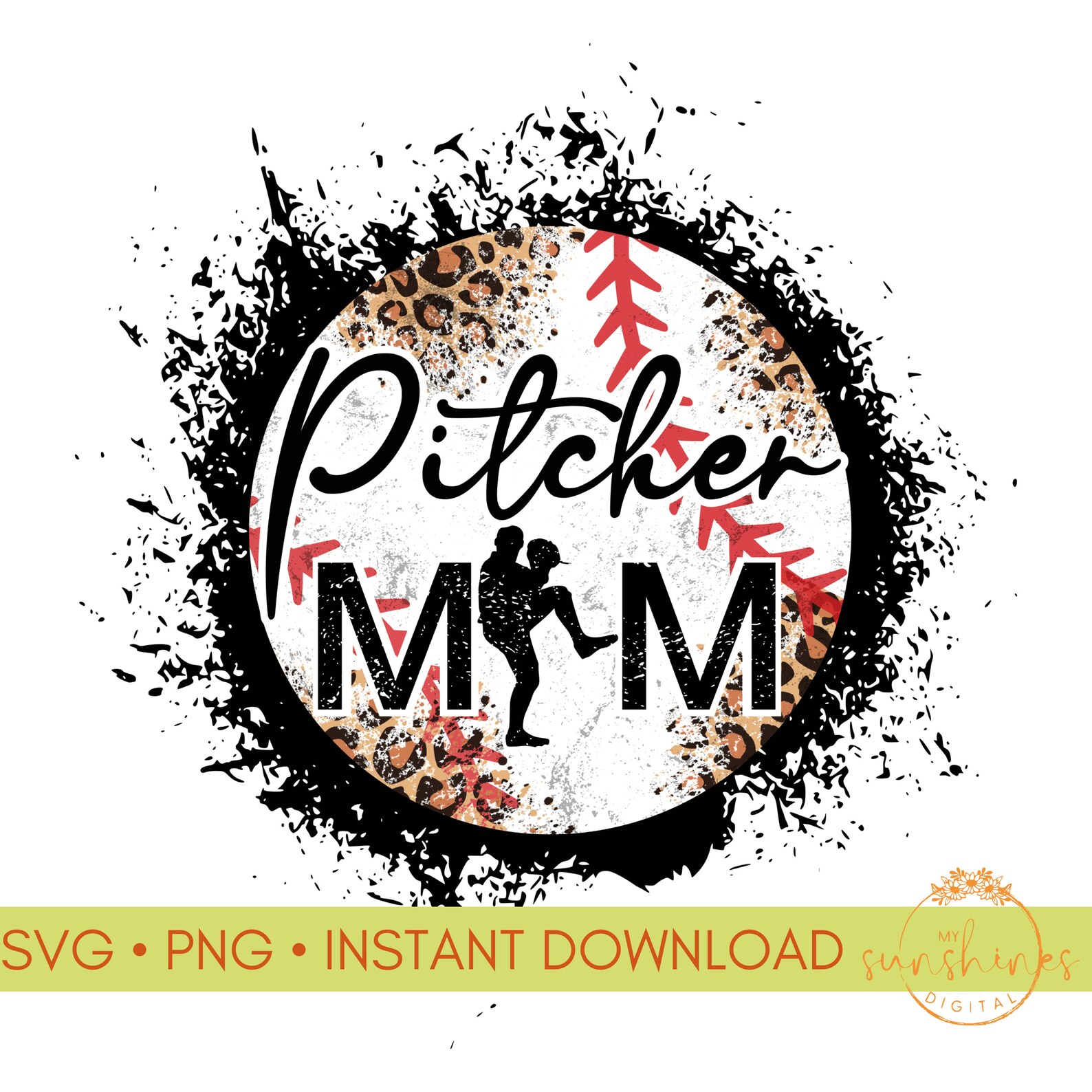 Baseball Pitcher Mom Digital Design Grunge Design SVG Baseball Mom SVG ...
