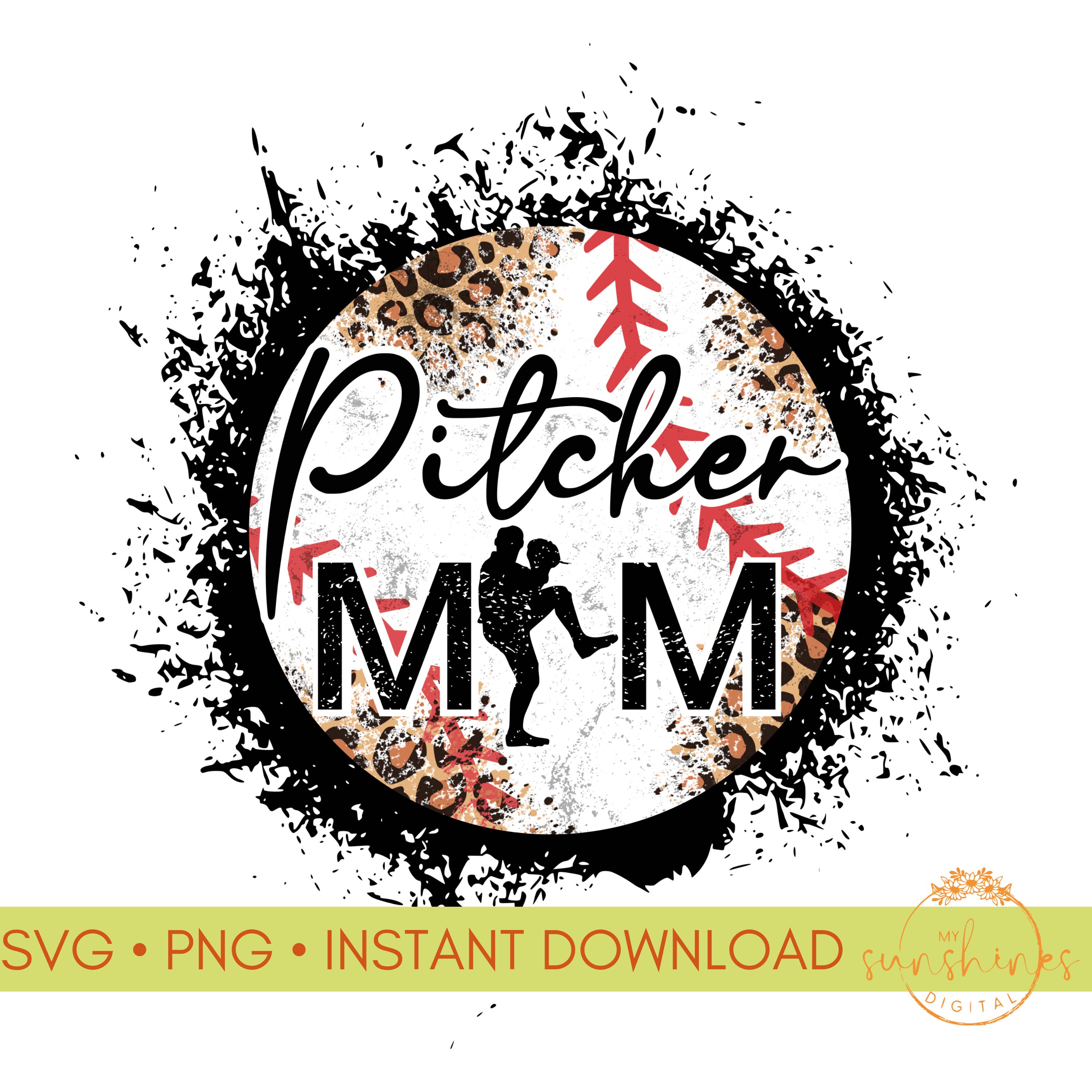 Baseball Pitcher Mom Digital Design Grunge Design SVG Baseball Mom SVG ...
