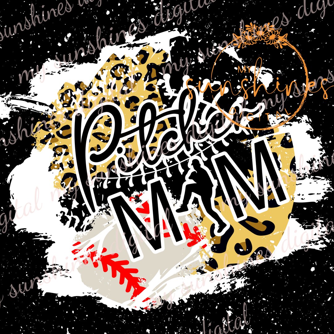 Baseball Pitcher Mom Digital Design | Leopard Baseball Mom | Baseball ...
