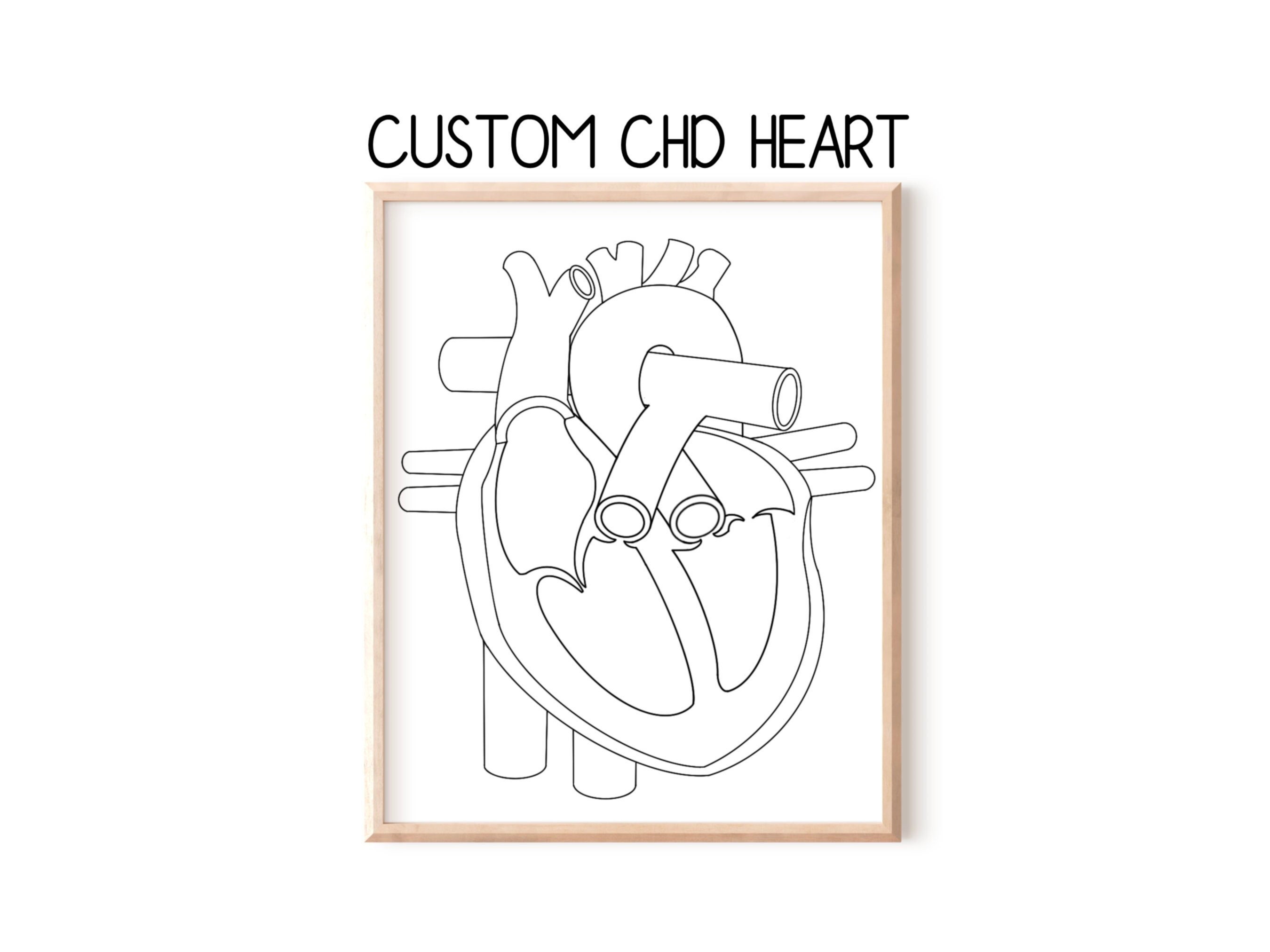Custom CHD Heart Illustration Digital File Simple Black & White - Etsy