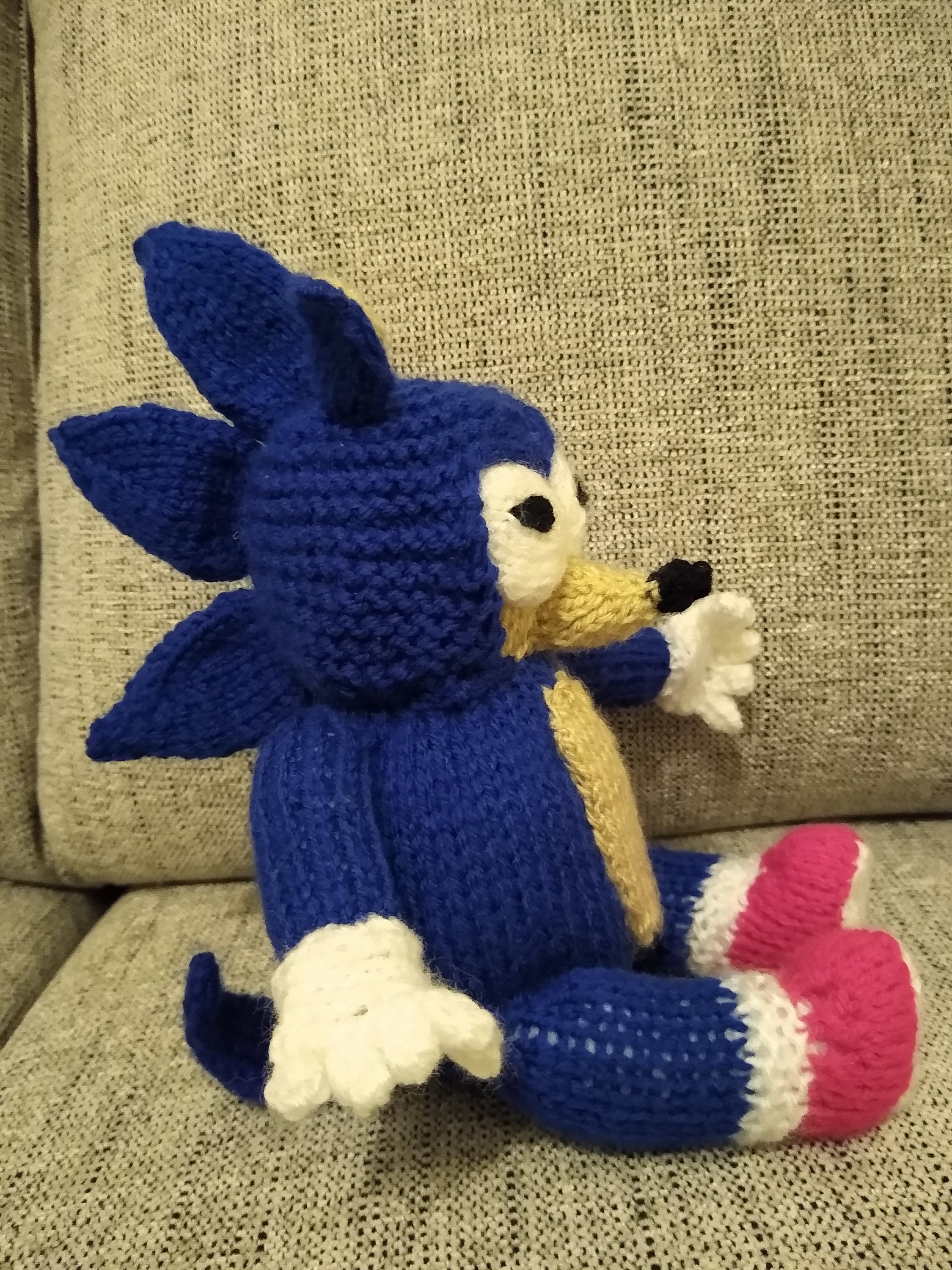 Hand Knitted Sonic the Hedgehog - Made in Scottish Borders - Etsy UK