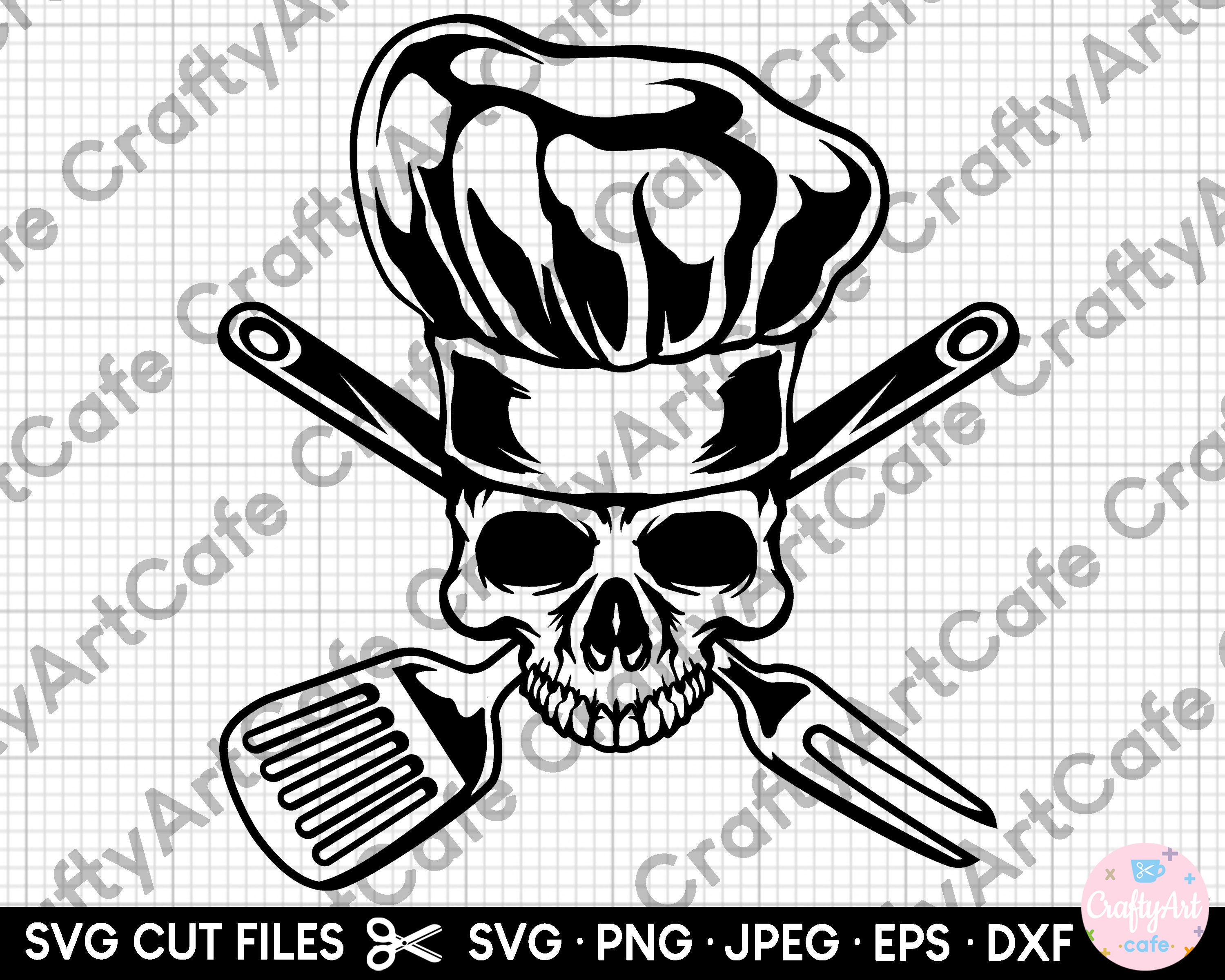 Chef Svg for Cricut Chef Png Cook Knife Skull Svg Cooking Clipart Eps ...