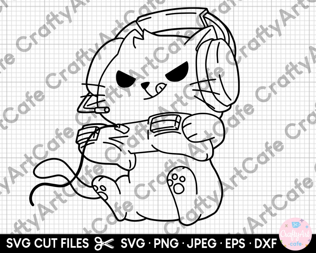 Kawaii Cute Gamer Gaming Cat Cats Cat With Game Pad Cat Holding ...