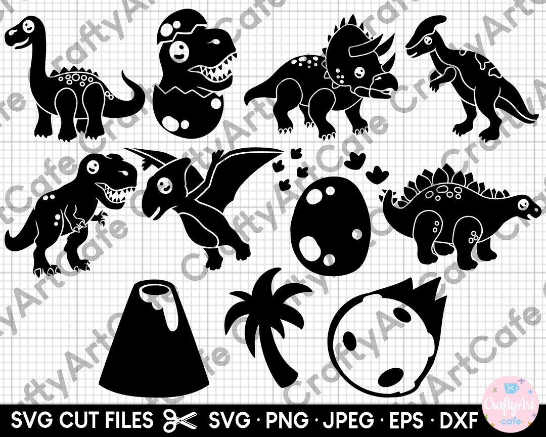 Dinosaur Svg Bundle for Cricut Cute Dinos Babay T Rex Brachiosaurus ...