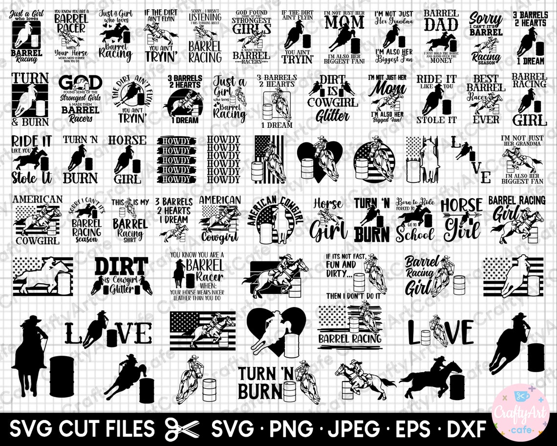 Barrel Racing Svg Bundle Cricut Barrel Racing Png Bundle Barrel Racer ...