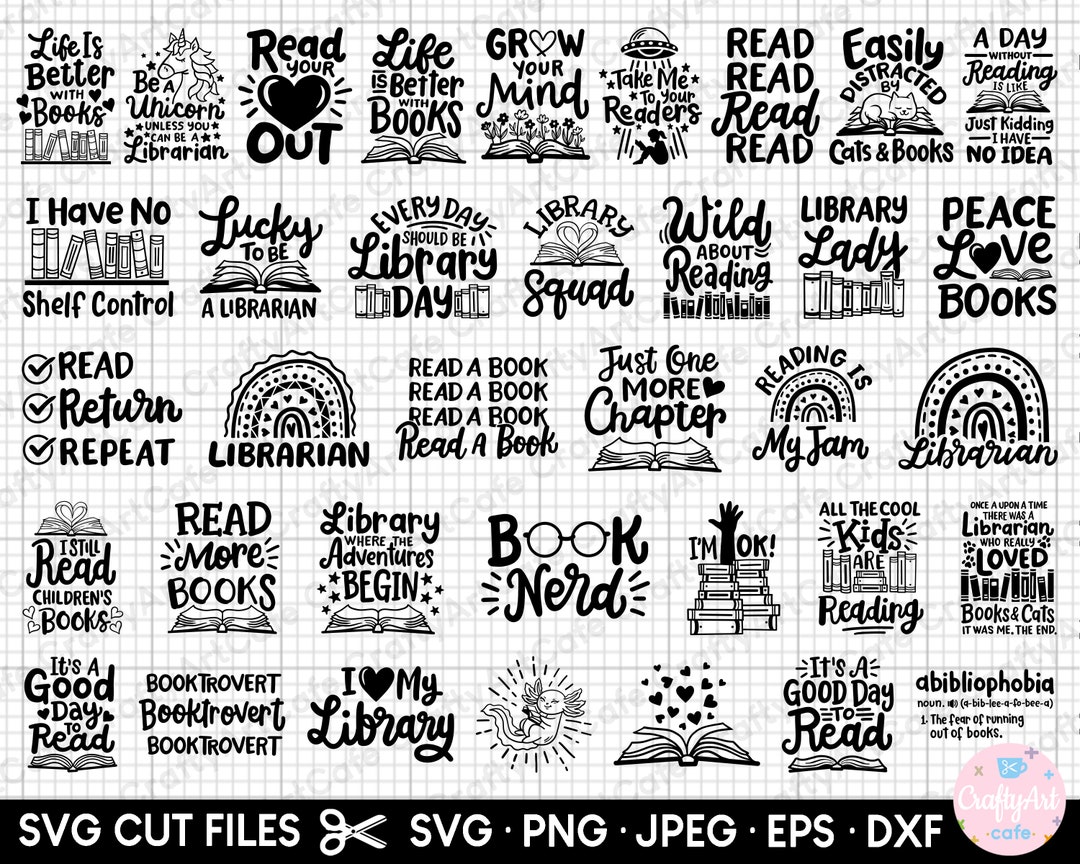Librarian Svg Bundle Cricut Cut File Shirt Librarian Png Bundle Eps Dxf ...