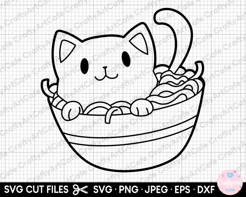 Cat Ramen Svg Ramen Cat Svg Cat in Ramen Bowl Svg Cat in Ramen Bowl Png ...