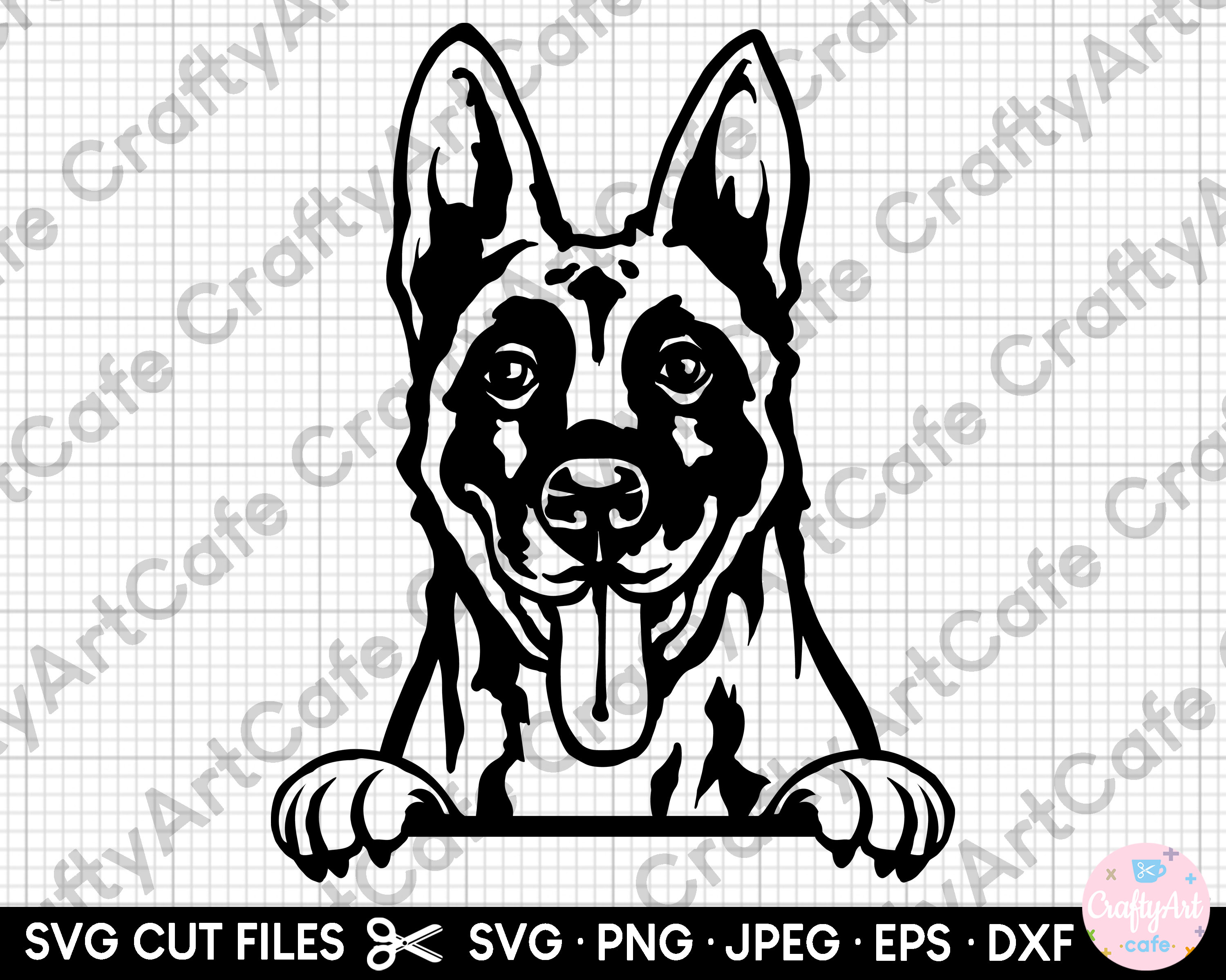 Belgian Malinois Peeking Svg Silhouette Vector Png Eps Dxf Jpeg for ...