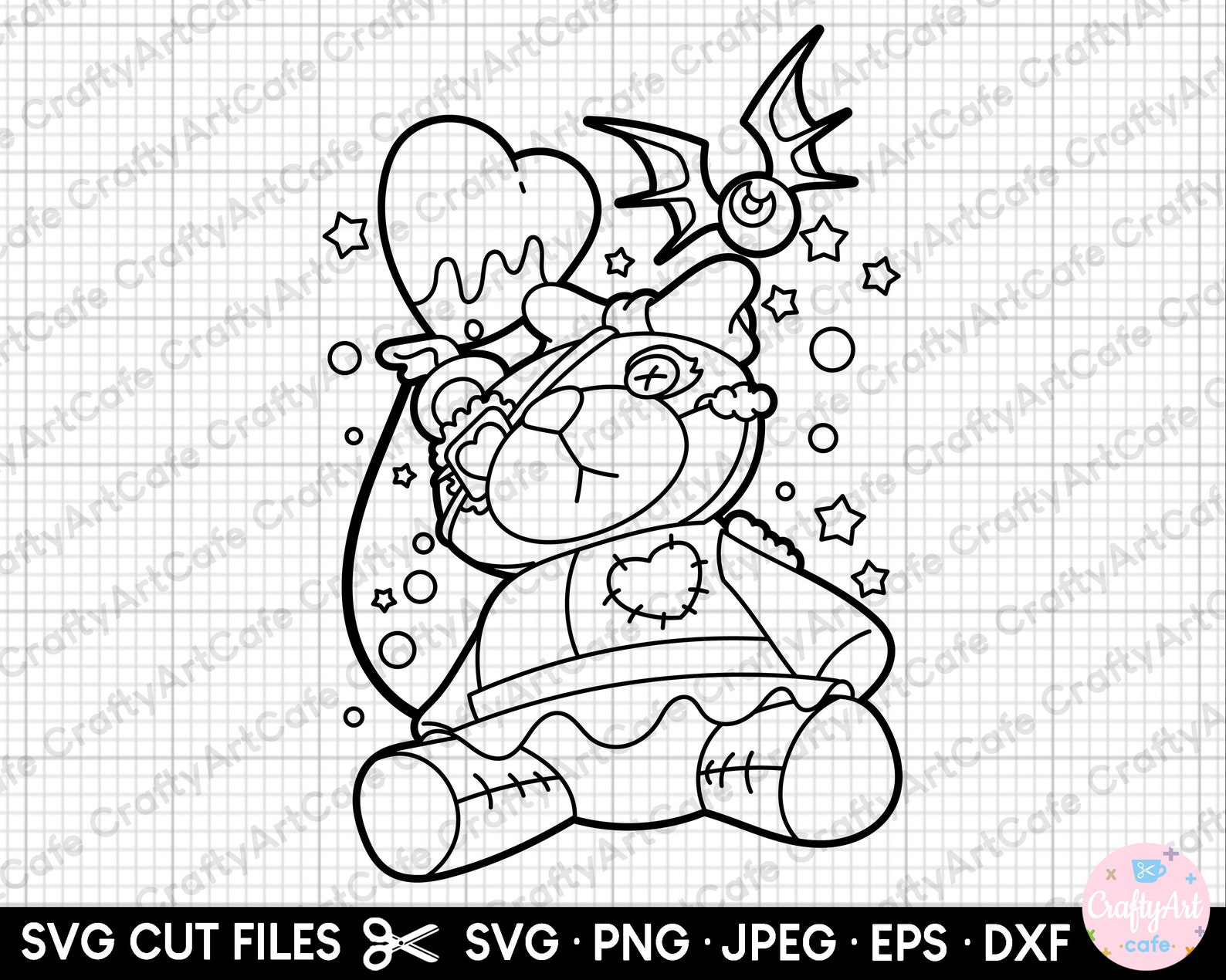 Goth Teddy Svg Png Pastel Goth Bear Svg Png Clipart Commercial Use - Etsy