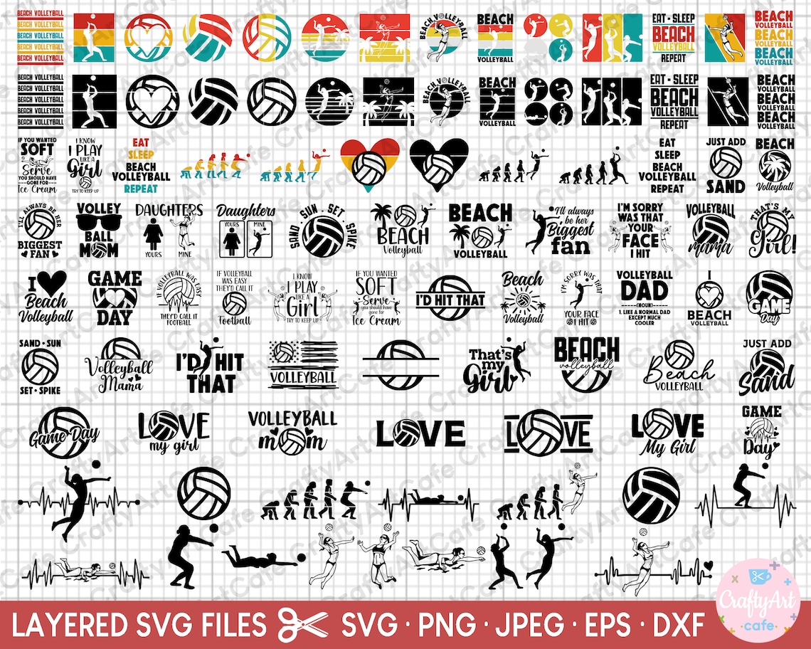 Beach Volleyball Svg Bundle Cricut Commercial Use Beach Volleyball Png ...