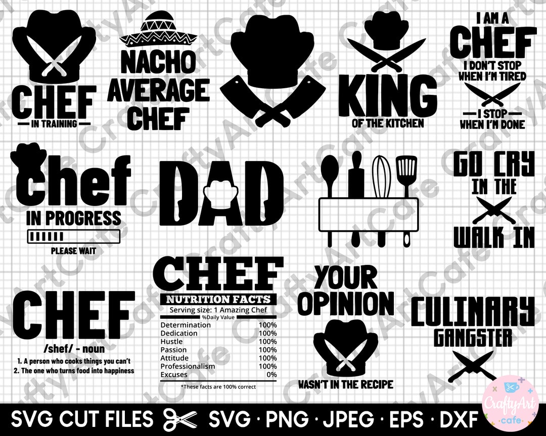 Chef Svg Bundle for Cricut for Shirts Png Jpg Eps Dxf Cook Svg Chef ...
