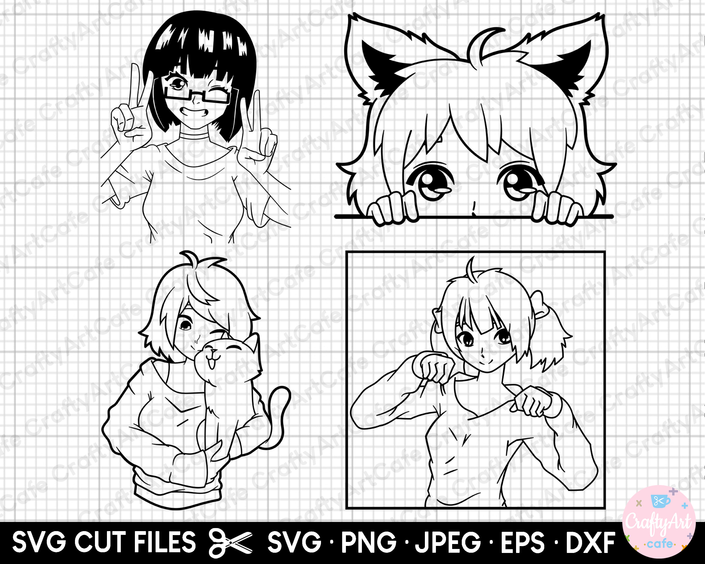 Anime Girl Svg Anime Girl Png Anime Girl Vector Anime Girl Peeking ...