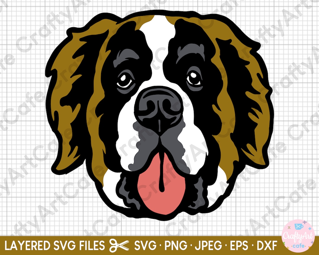 Saint Bernard Head Clip Art Svg Cut File - Etsy