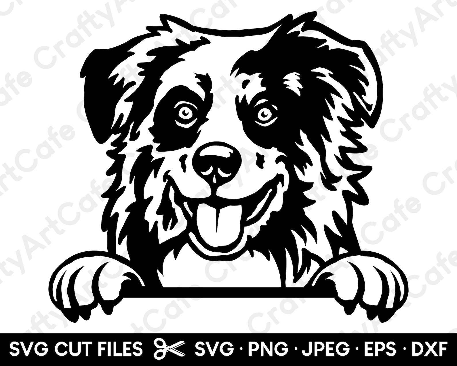 Australian Shepherd Peeking Silhouette Aussie Peeeking SVG Cricut File ...