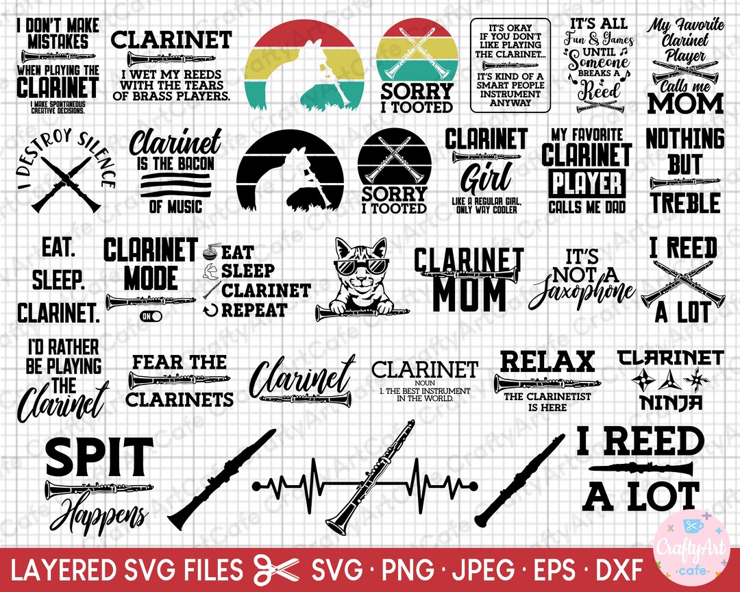 Clarinet Svg Bundle Cricut Shirt Clarinet Png Bundle Clarinet Vector ...