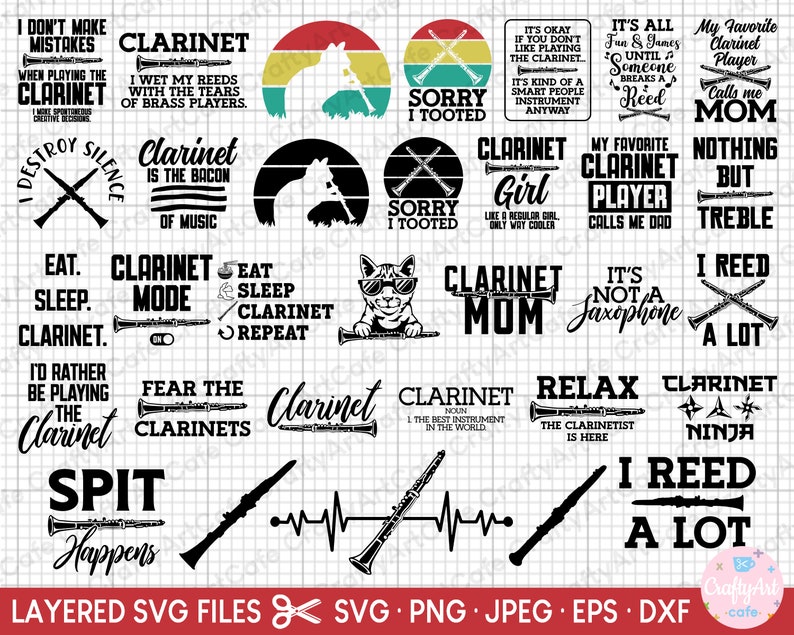 Clarinet Svg Bundle Cricut Shirt Clarinet Png Bundle Clarinet Vector ...