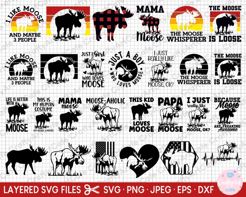 Moose Svg Bundle Cricut Cut Files Shirt Design Free Commercial Use ...