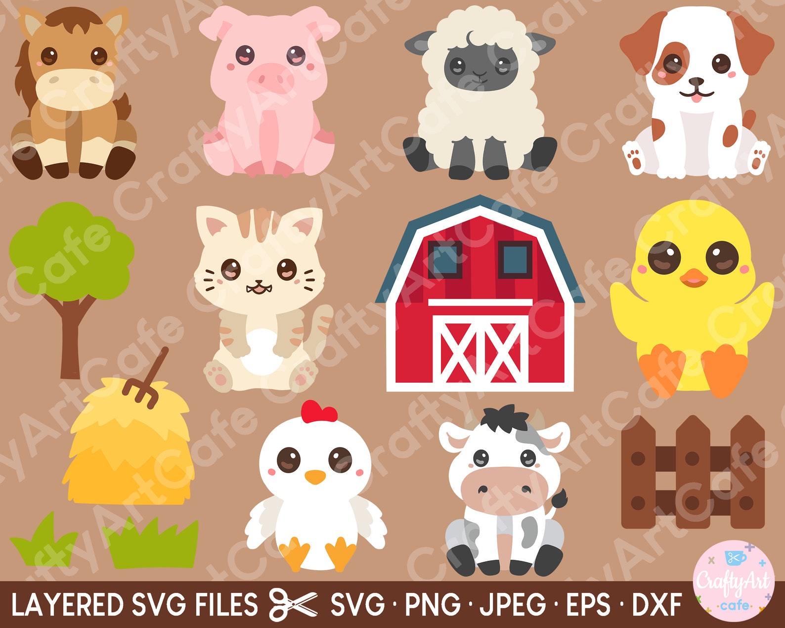 Farm Animal Svg Bundle for Cricut Barn Svg Shed Svg Pig Horse Chicken ...