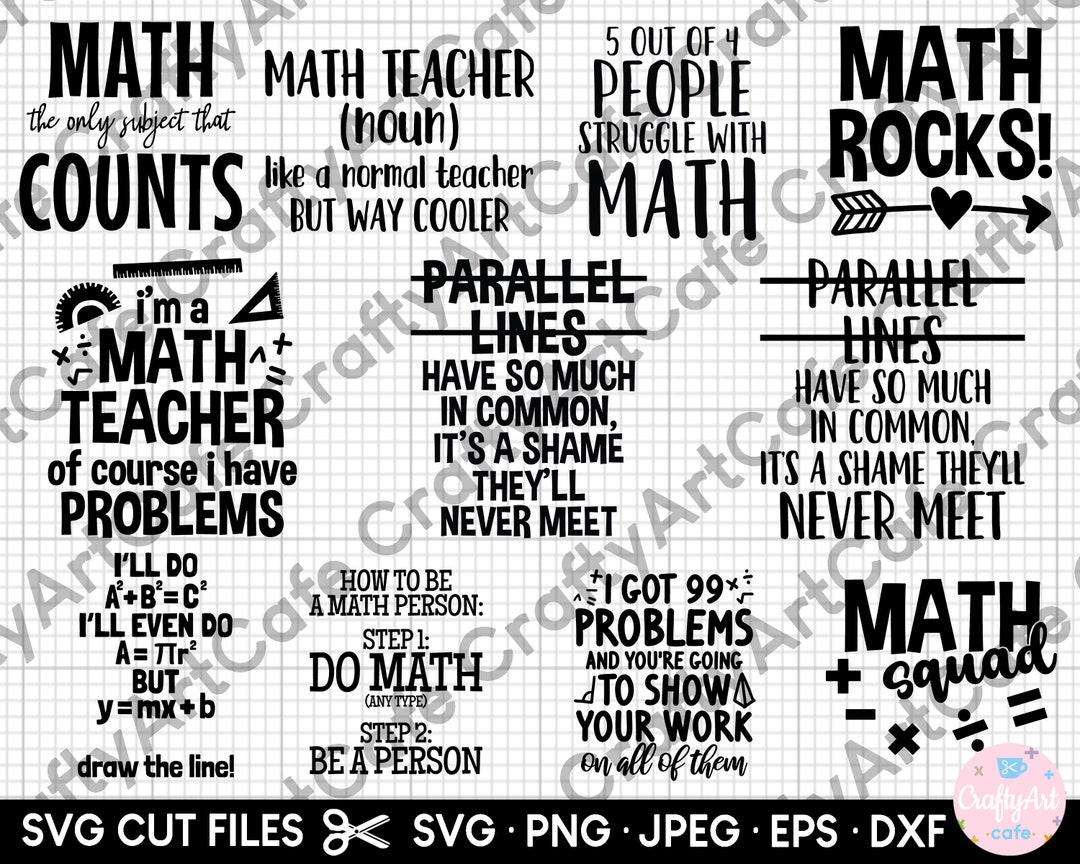 Math Teacher Svg Png Eps Jpg Cut File for Cricut Math Teacher Shirt ...
