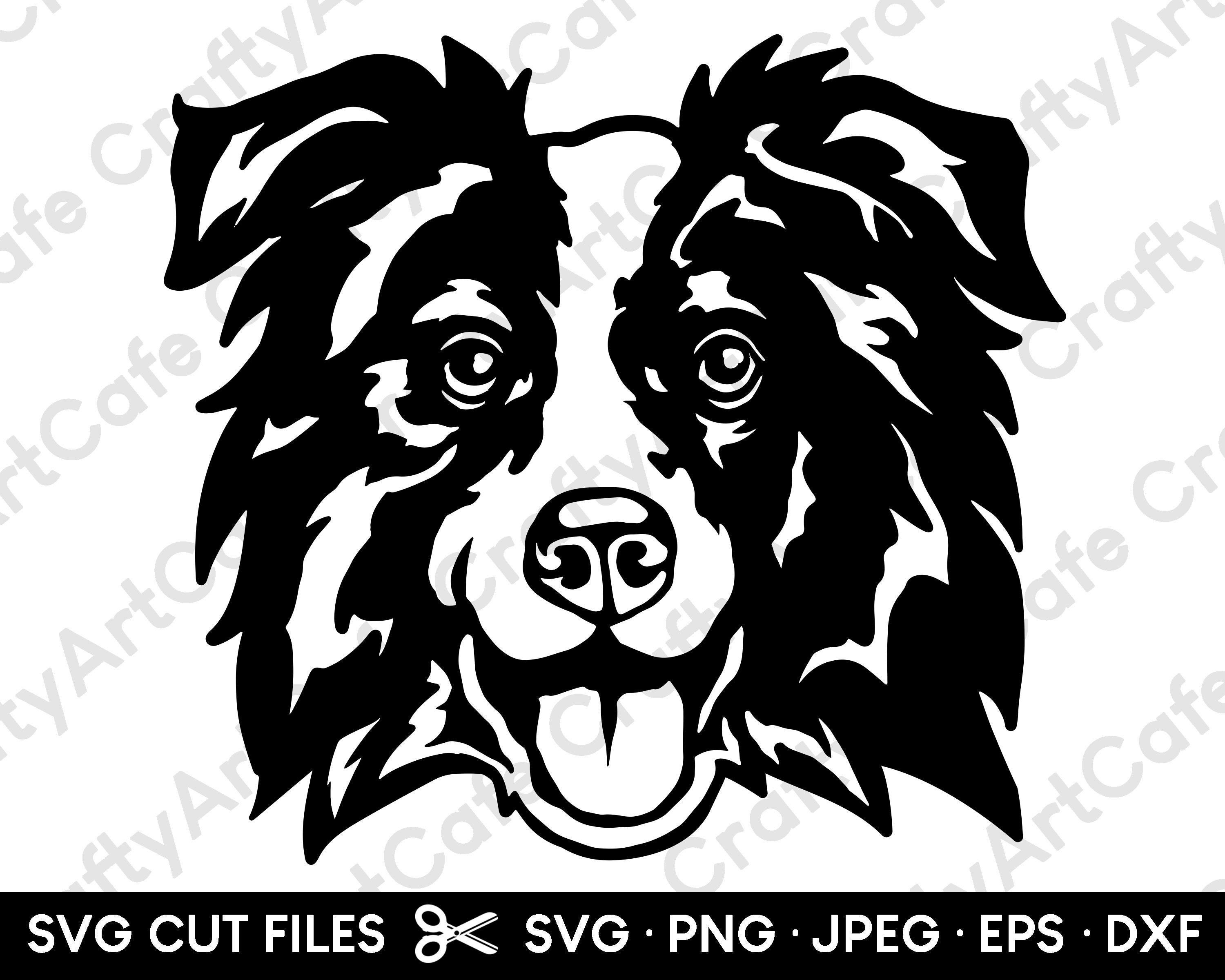 Boarder Collie Silhouette Boarder Collie Head SVG for Cricut Layered ...