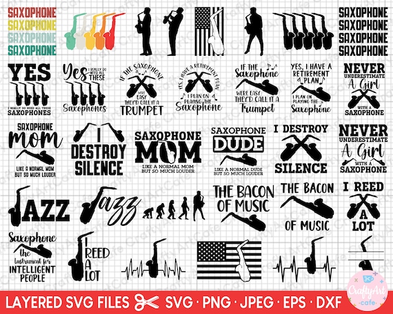 Saxophone Svg Bundle Cricut Cut File Cutting File Saxophone - Etsy