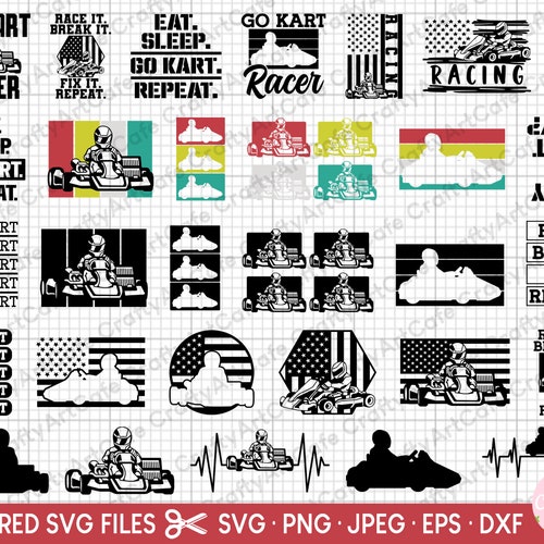 Go Kart Svg Bundle Cricut Cut Files Free Commercial Use Shirt - Etsy